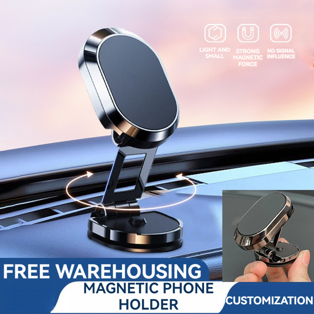 Mobile phone bracket Alloy folding magnetic car dashboard bracket 360 ...