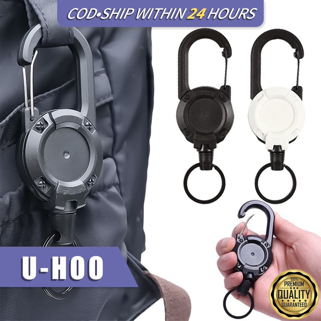 Rope Carabiner Anti-theft Tactical Keychain, Telescopic Belt Keyring ...