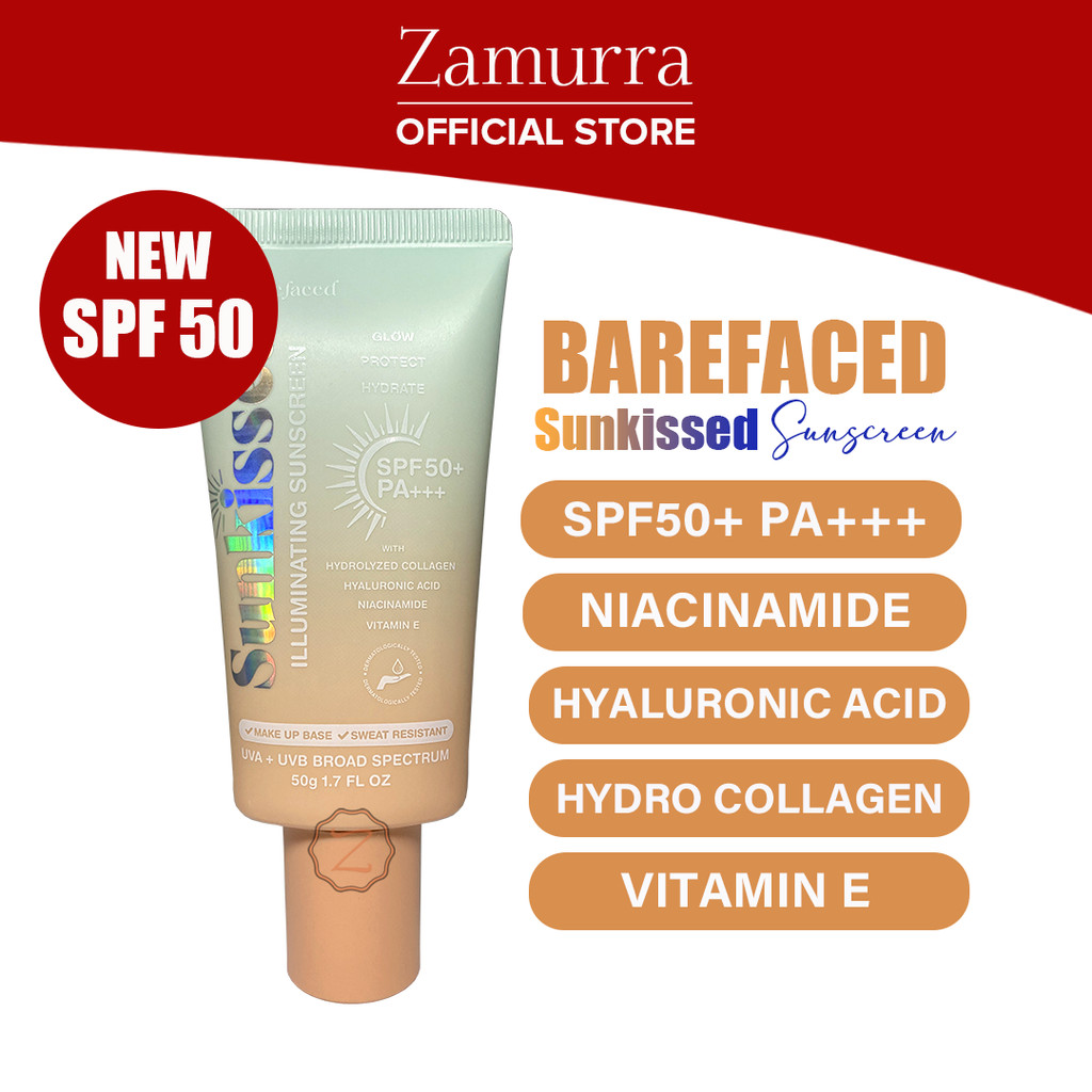 Barefaced Sunkissed Illuminating Sunscreen 50g SPF 50 PA+++ UVA UVB ...
