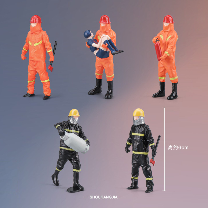 1: 32 Firefighter Rescue Miniature Doll Model Sand Table Props Fire ...