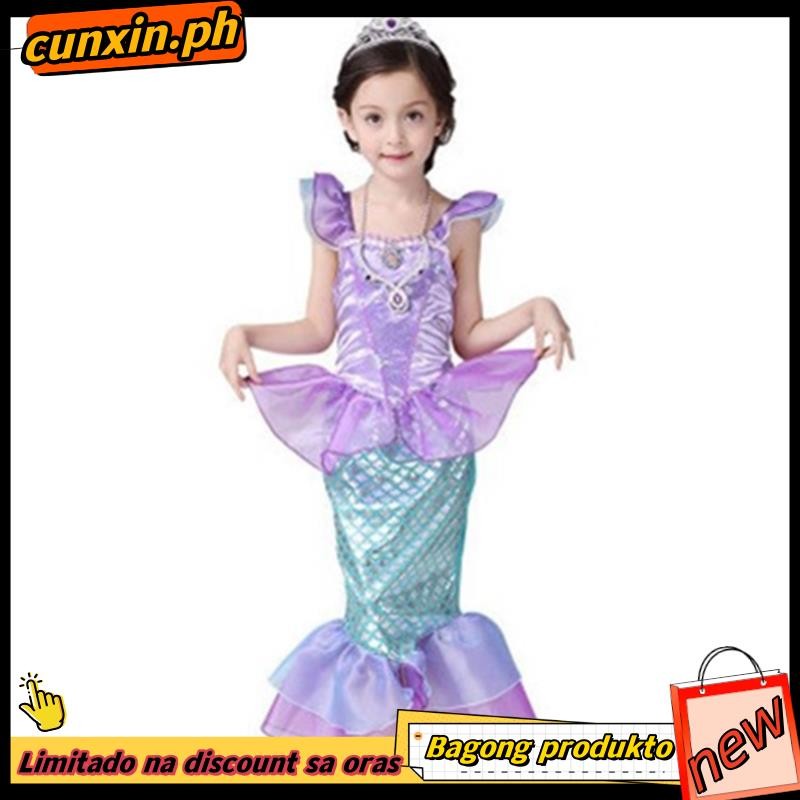 Girls Little Mermaid Ariel Princess Dress Cosplay Costumes For Kids ...