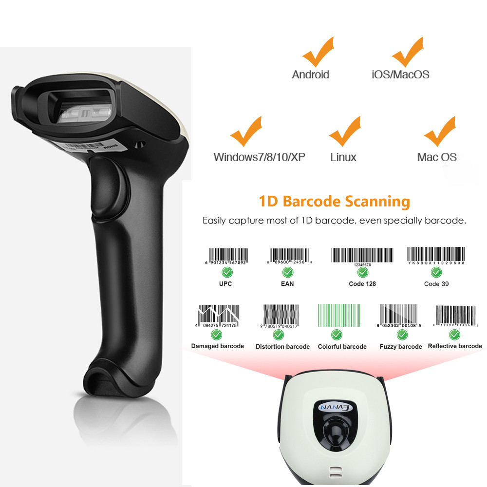 Evnvn Handheld 1DBarcode Scanner CCD Screen Scanning 3IN1 Via Bluetooth ...