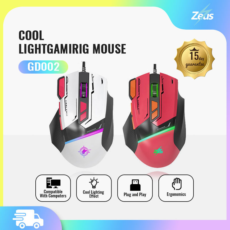 Zeus x GUNDAM ( GD-002 ) RGB LED Wired Gaming Mouse Neo Zeon Gaming ...