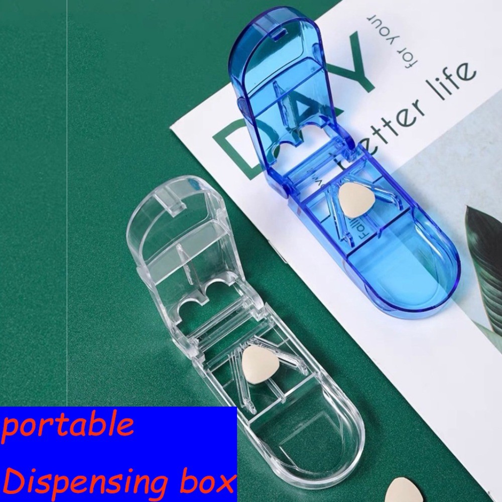 Pill Cutter Tablet Divider with Compartment Medicine Storage Tool Easy ...