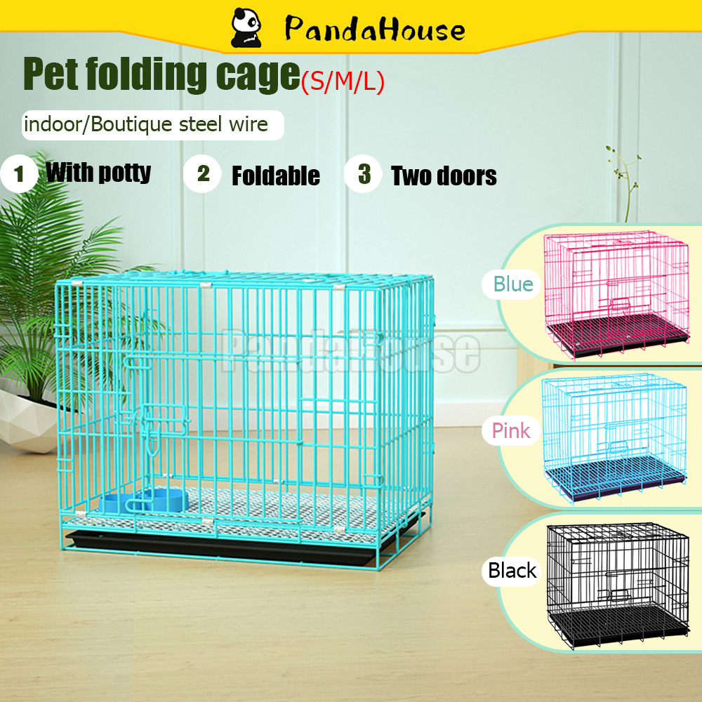 Mobile Upgraded Six-sided Square Tube Dog Cage Large With Tray Pet Cage ...