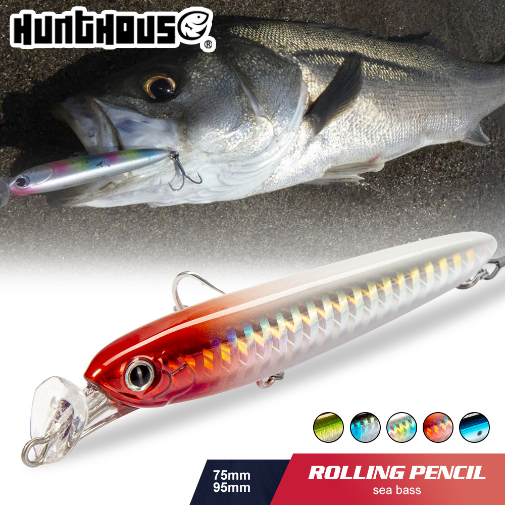 Hunthouse Rocket Popper Minnow Fishing Lure Sinking Hard Bait 75mm 95mm ...