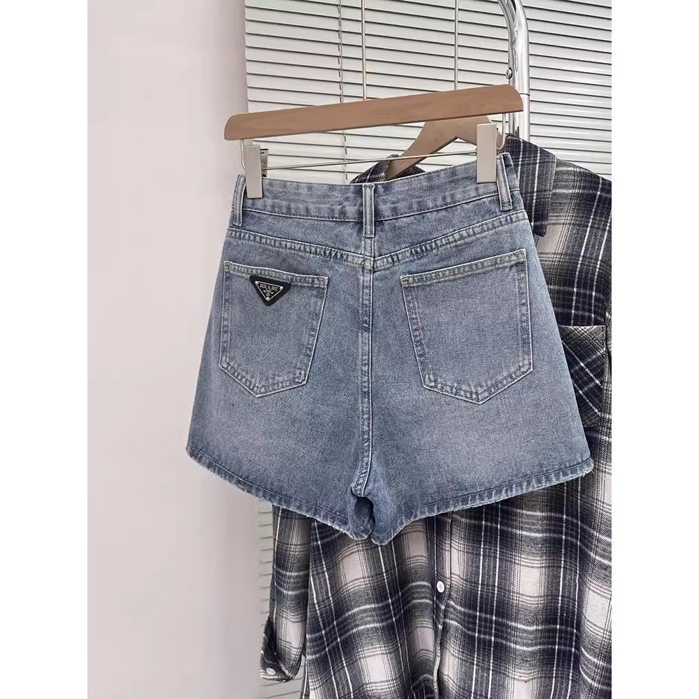 New Triangle Logo Denim Shorts | Shopee Philippines