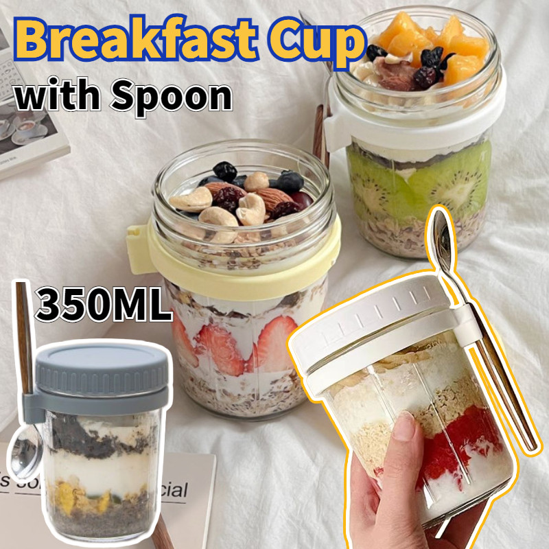 350ML Portable Breakfast Cup with Spoon Breakfast Container Storage ...