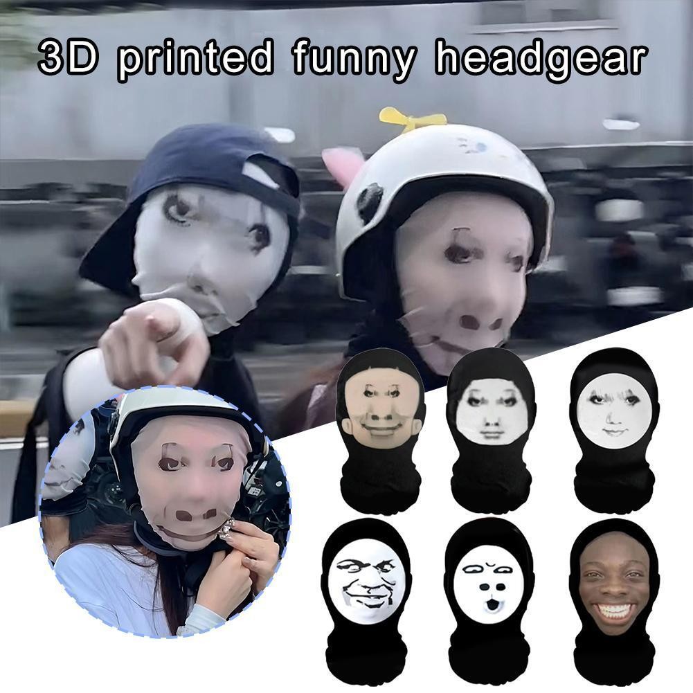 Seamless Design Spoof Face Print Mask Funny 3D Balaclava Mask Fits All ...