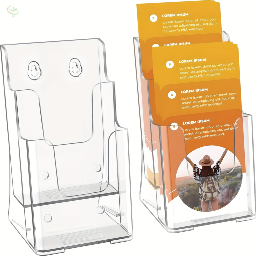 IU Clear Acrylic Display Rack 2 Tier Information Shelf Brochure Leaflet ...