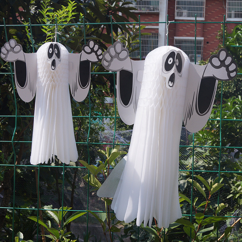 White Ghost Halloween Decoration Hanging Straw Ghost Outdoor Bar ...