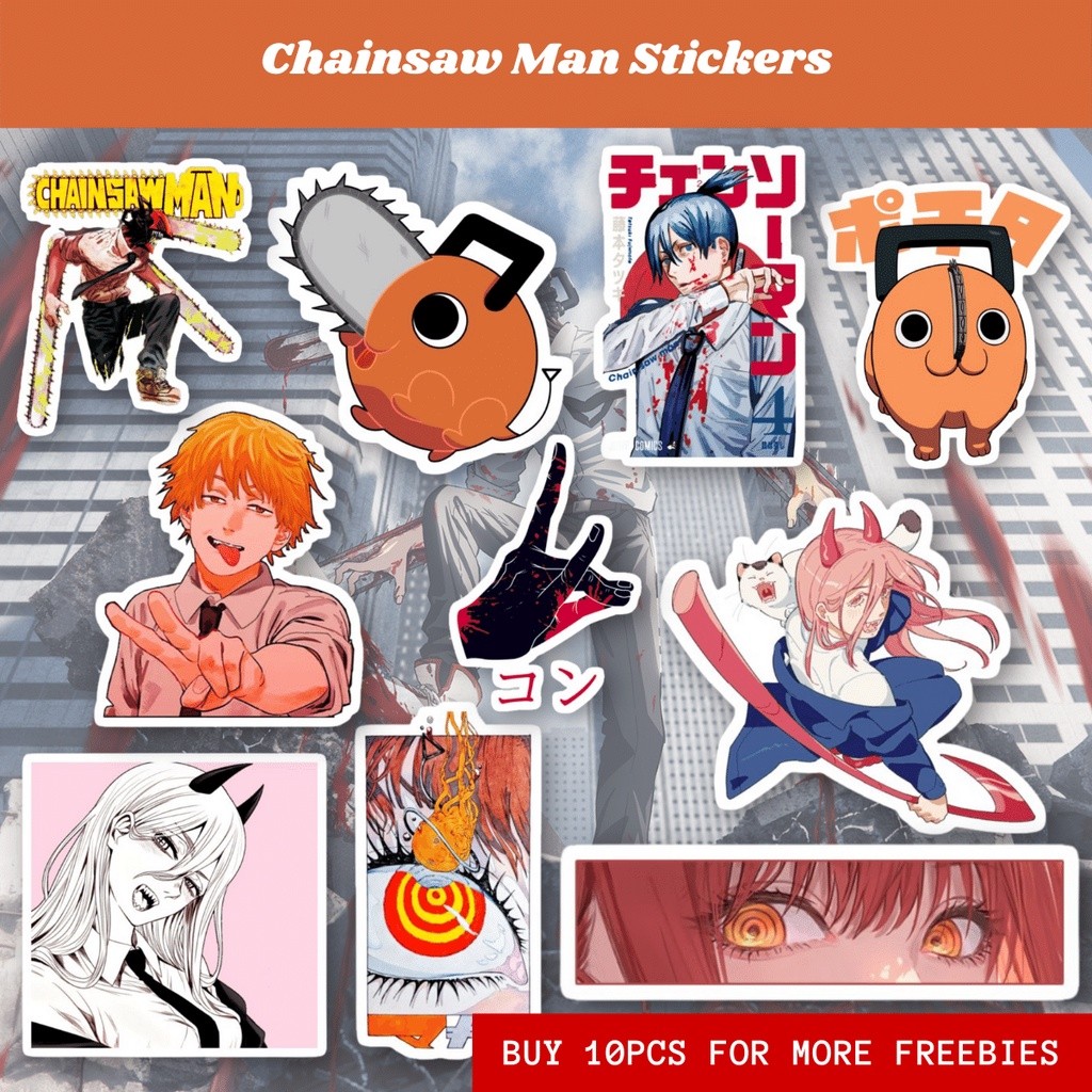 Anime Stickers Chainsaw Man Anime Sticker Collection Vinyl Waterproof ...