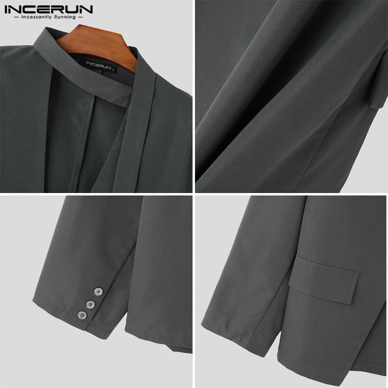 INCERUN Men Korean Deconstructed Hollow Design Ribbon Long Sleeve ...