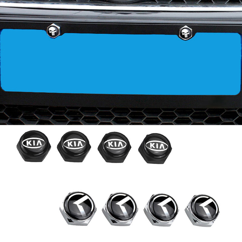 Car Badge License Plate Bolts Chrome Screws Nuts for KIA Logo RIO ...
