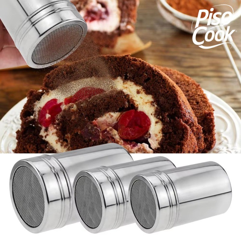Stainless Steel Powder Sprinkle Powder Dispenser Sugar Shaker with Lid ...