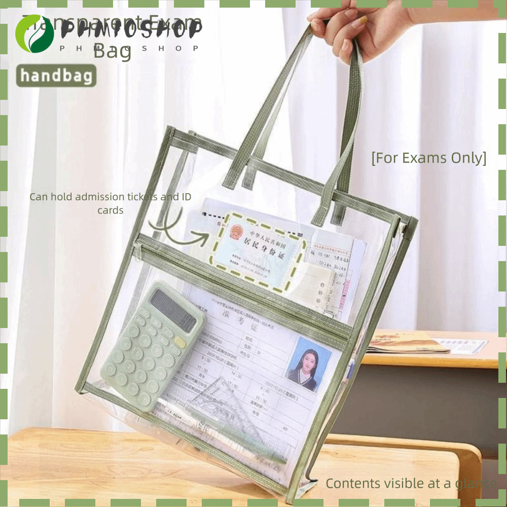 MIOSHOP Double Layer Document Bag, PVC Material Waterproof Student ...