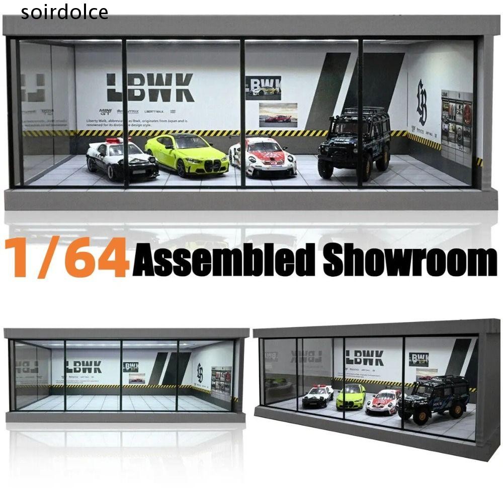 SOIRDOLCE Car Garage Model, 1:64 Scale LED Lighting Parking Lot Model ...