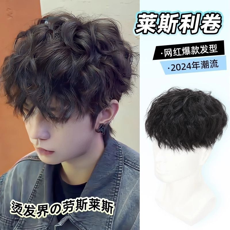 Wig Boys Full Real Hair Japanese Handsome Leslie Curly Invisible ...