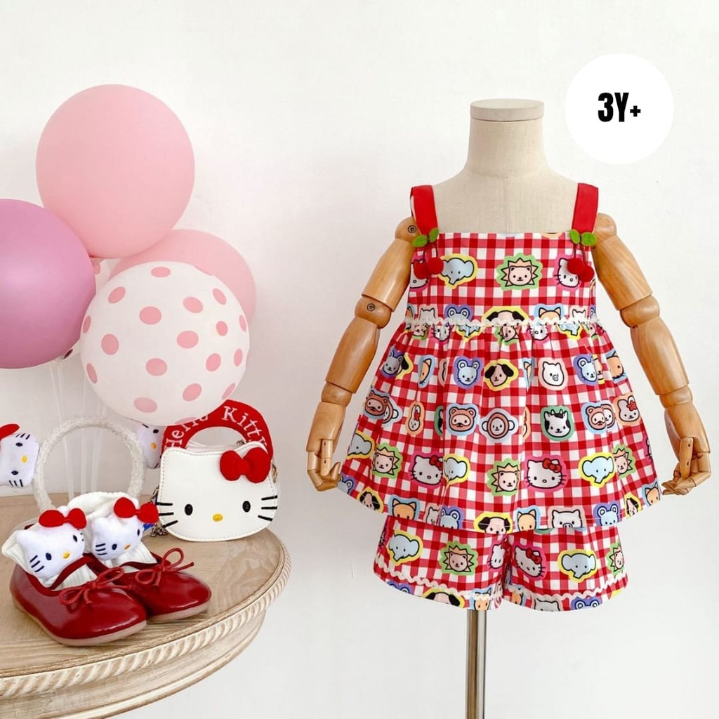 MERAH (SET1277) Girls' sleeveless tank top and shorts set - cotton ...