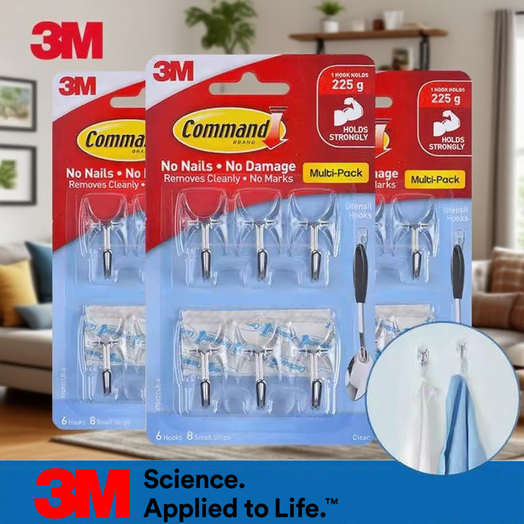 3M Command No-Drill Bathroom Hooks, Anti-Slip Heavy Duty Adhesive Wall ...