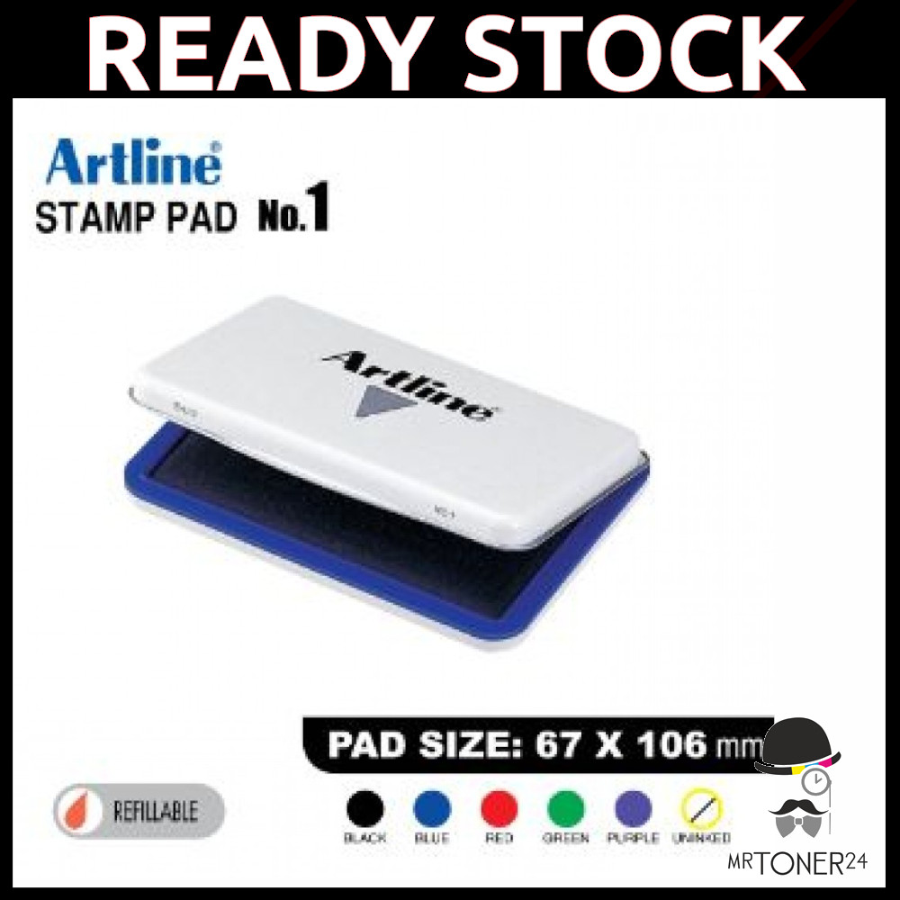 Artline Stampad / Stamp Pad No.1 Medium (Black / Blue / Red) Rubber ...