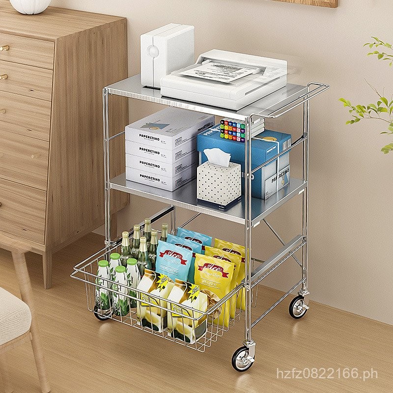 304 Portable Printer Trolley Hand-Pulled Dining Cart Mobile Stainless ...