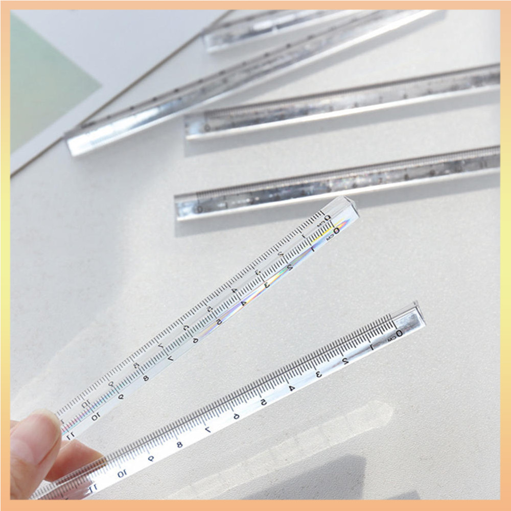 15/20CM Transparent Acrylic Ruler Triangular Scale Rulers Rainbow ...
