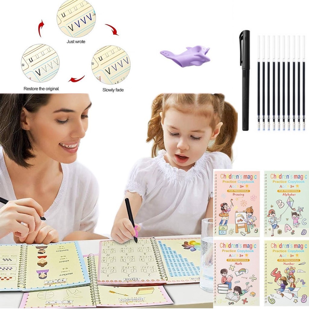 Kiko Magic Practice New Learning Writing Lettering 4 Book/Set Kids ...