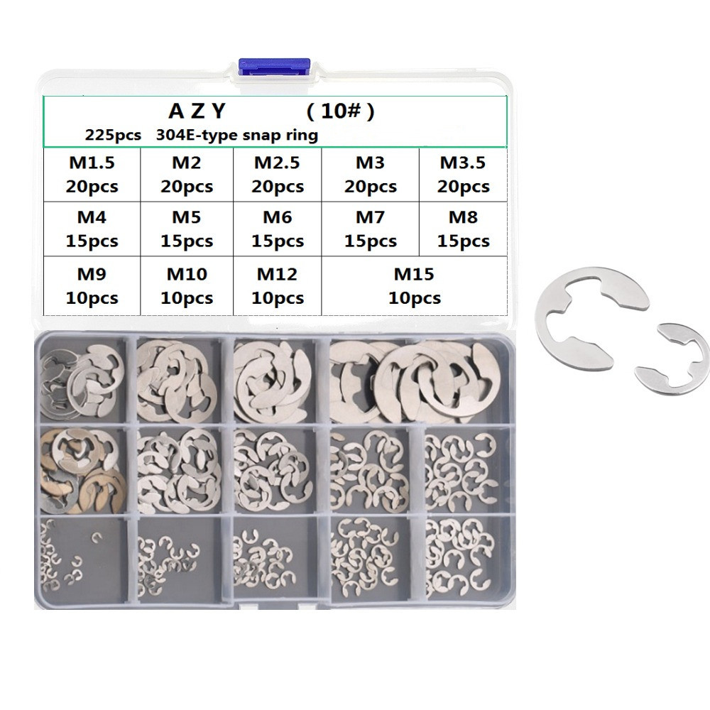 【XSP】225Pcs/Set E Clip Circlip External Retaining Ring For Pulleys ...
