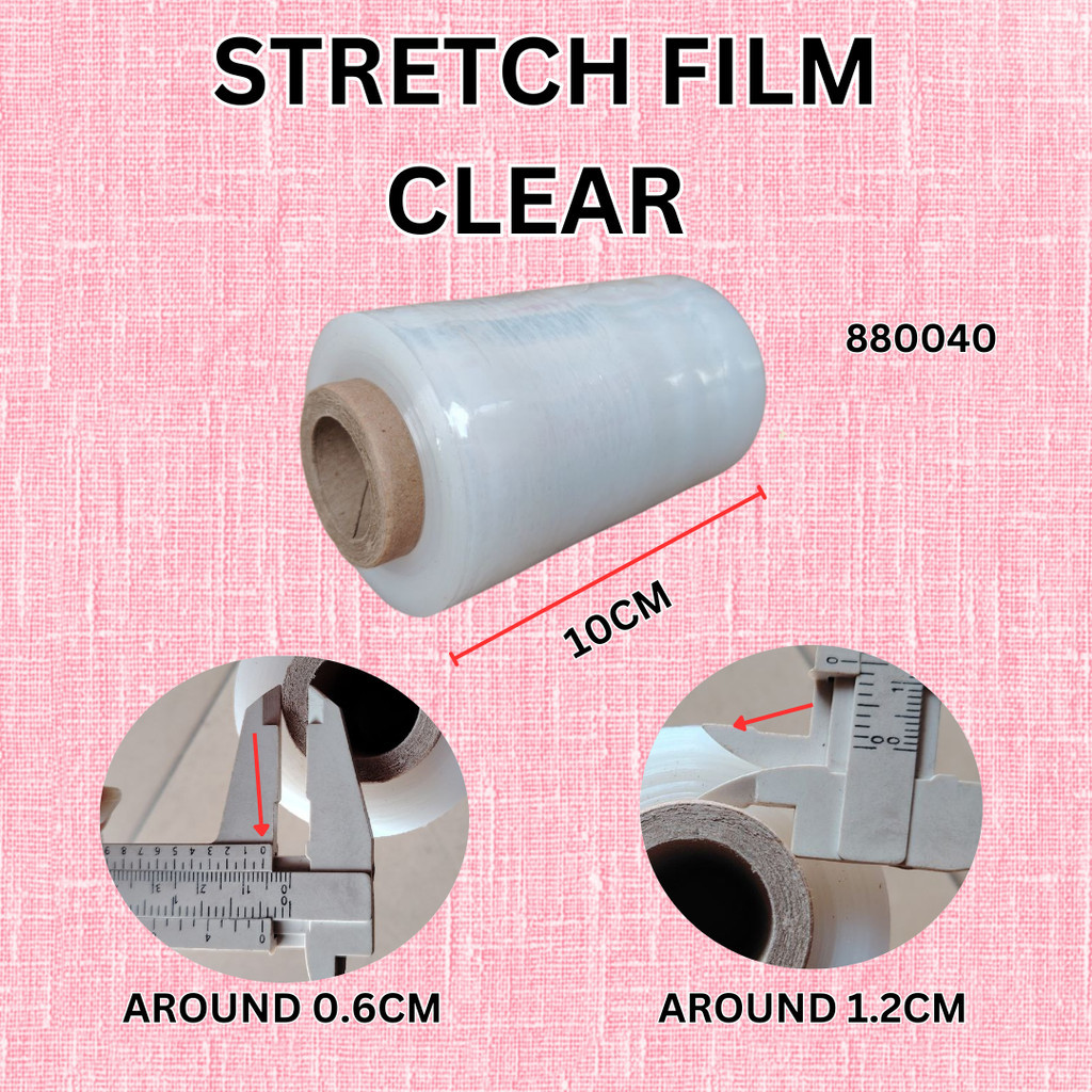 Stretch Film Baby Roll 100mm x 250g Black/Clear Wrapping Plastic Cling ...