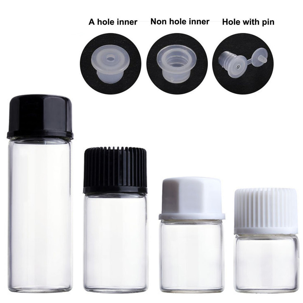 10X Empty Orifice Reducer Glass Bottles Clear Dram Small Hole Bottles ...