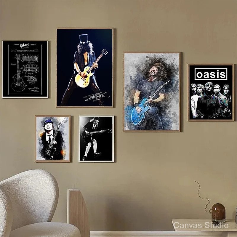 Rock Stars Gathering Poster Singer Canvas Posters Vintage Guitar ...