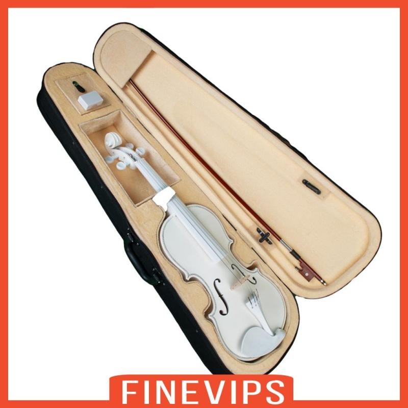 [Finevips] 4/ Wood Violin, White Acoustic Violin Starter Kit for ...