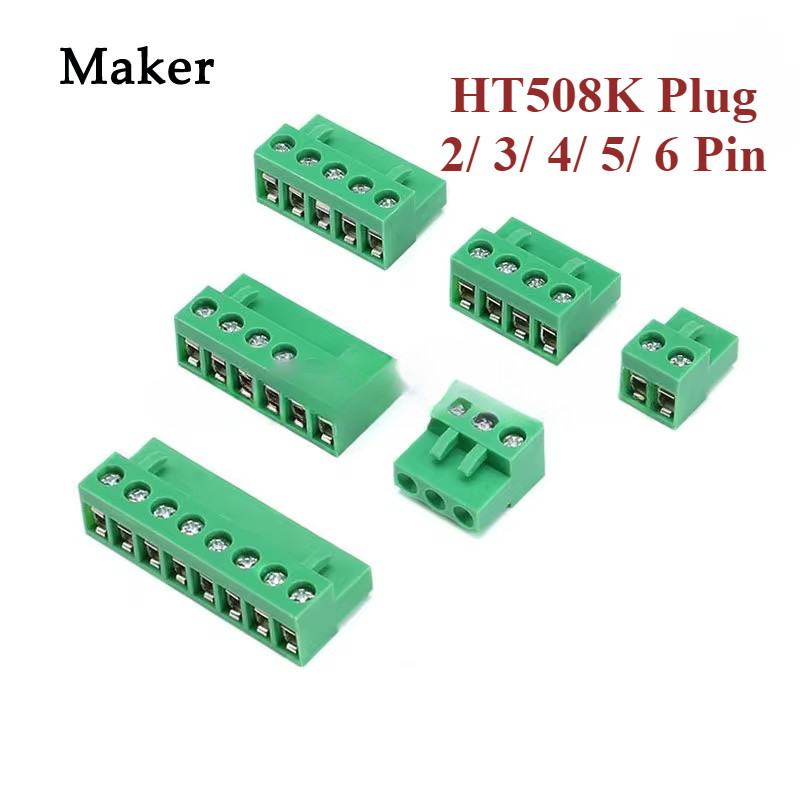 5 / 10 Pieces HT5.08 HT508K Pluggable Terminal Block Plug Connector 2P ...
