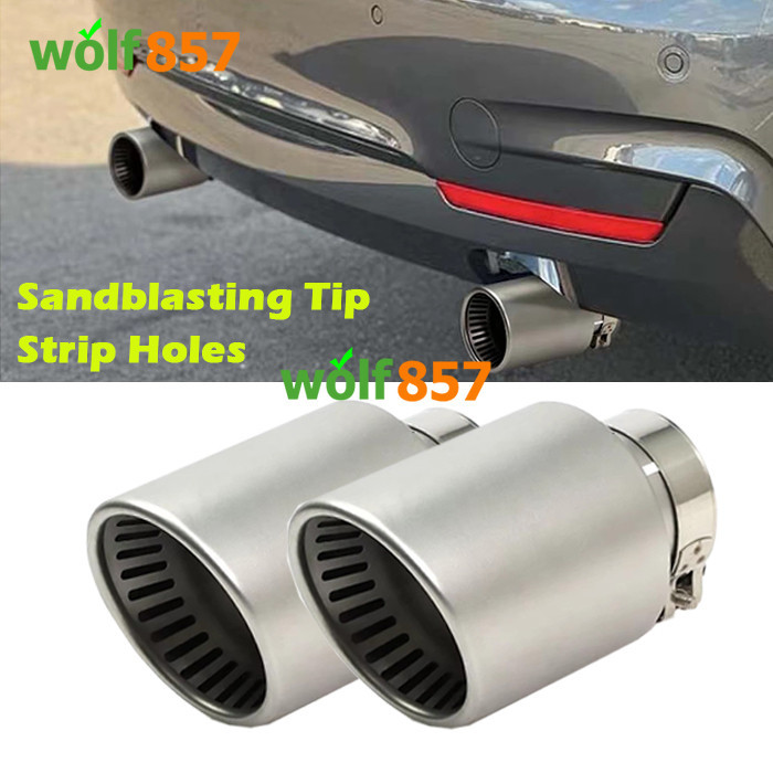 Matte Stainless Steel Car Rolled Edge Muffler Tip Exhaust Pipe System ...