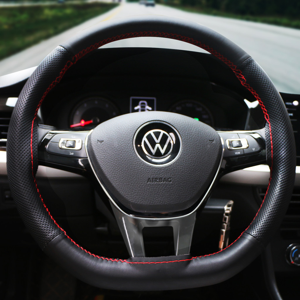 Nappa Leather Car Steering Wheel Cover With Needles Thread Universal ...