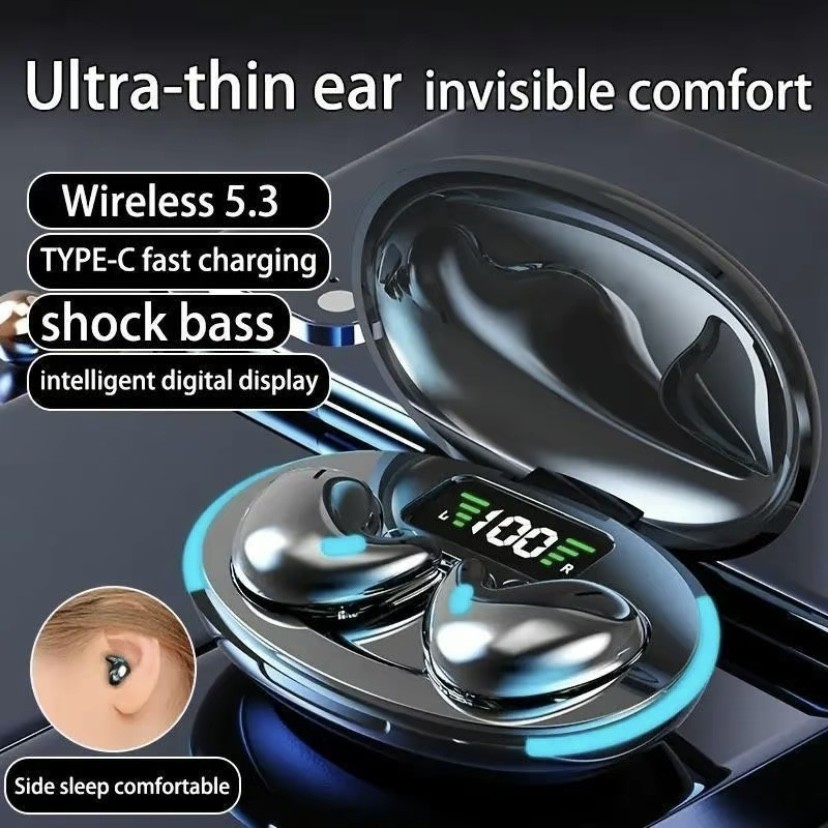 NEW X55 Mini Invisible Sleep Wireless Earphone TWS Bluetooth 5.3 With ...