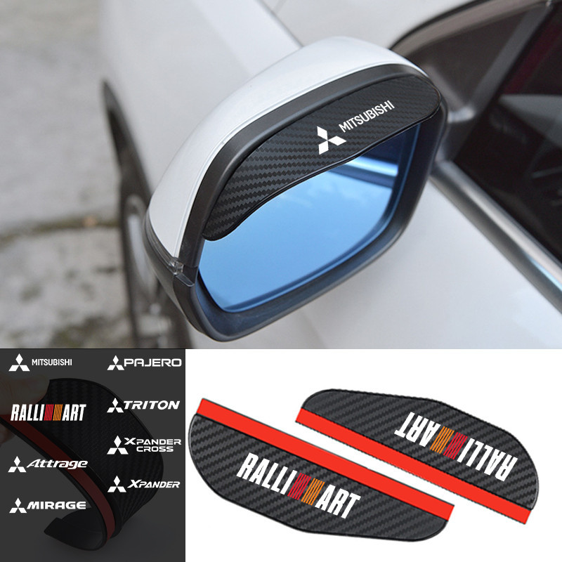 2Pcs Mitsubishi carbon fiber rain eyebrow, with hydrophobic, anti glare ...