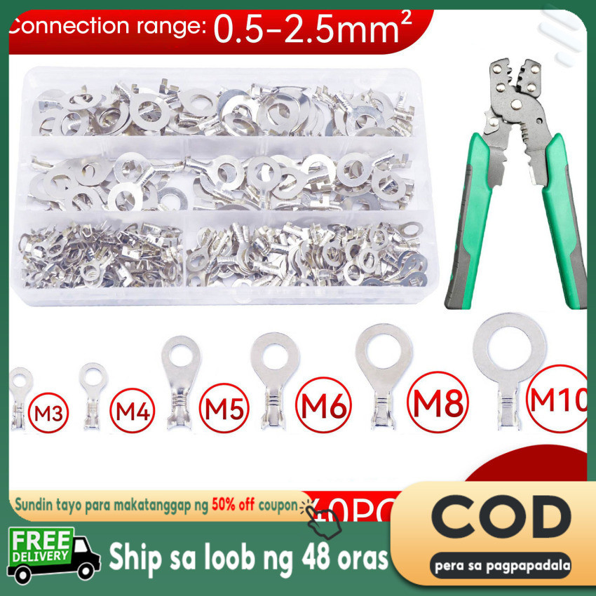 150/300/540PCS M3/M4/M5/M6/M8/M10 Ring Lugs Ring Eyes Copper Crimp ...