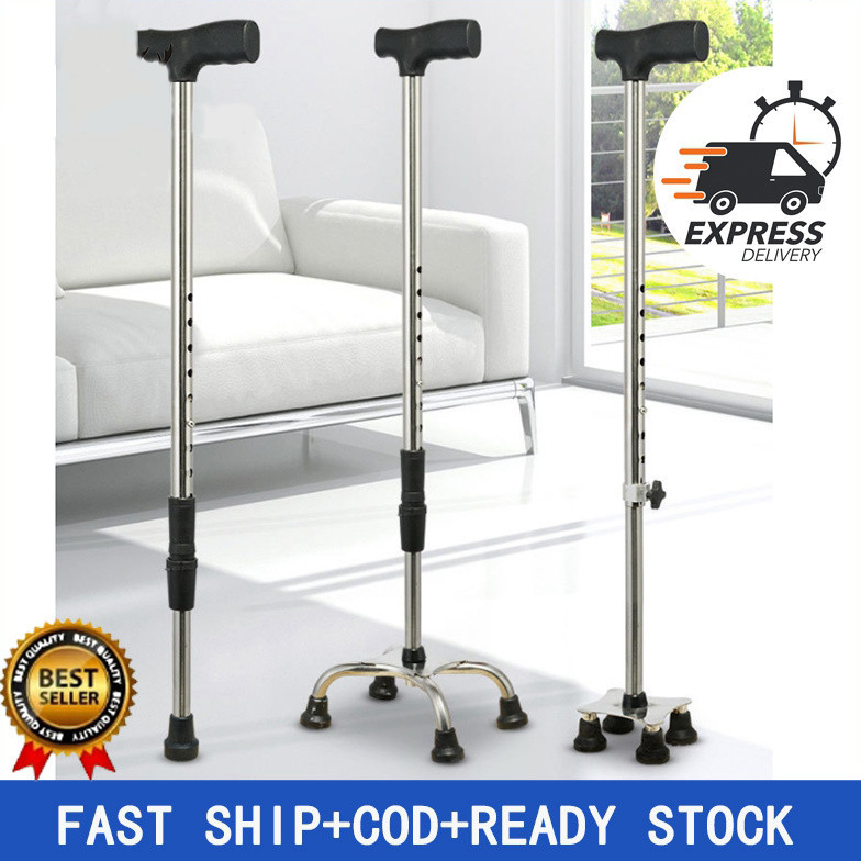 Quad Cane Adult Stainless Tungkod Lightweight Walking Stick 4 Legs ...