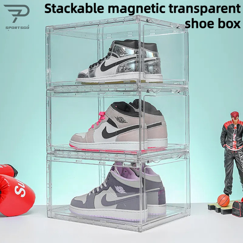 Acrylic Shoe Box Magnetic Side Drop Shoe Box Stackable Large Sneaker ...