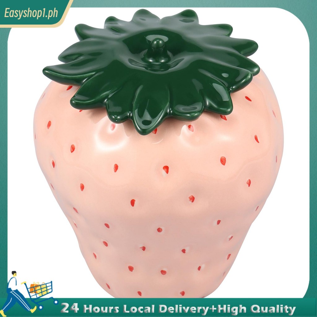 Strawberry Shaped Jar with Lid Cute Strawberry Ceramic Jar Creative ...