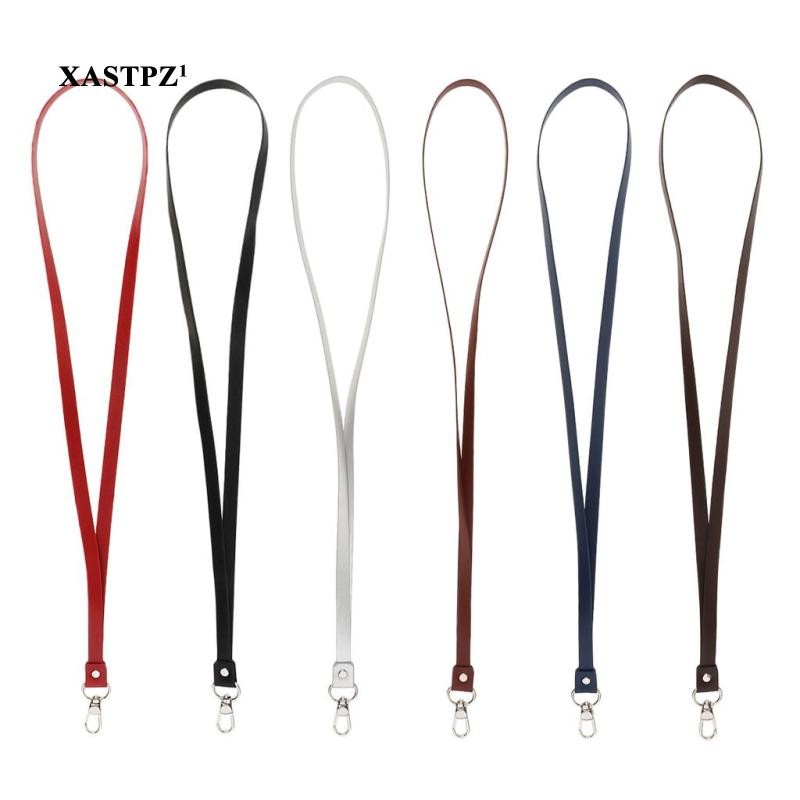 [ PU Leather Neck Strap Lanyard Metal Clips for ID Cards Badges ...