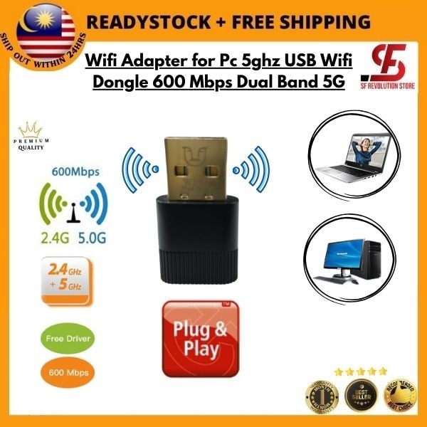Wifi Adapter for Pc 5ghz USB Wifi Dongle 600 Mbps Dual Band 5G Receiver Connector Wireless ...