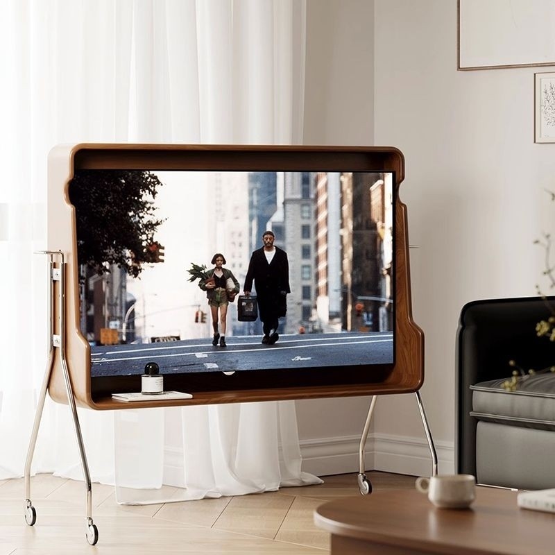 Nordic Living Room TV Movable TV Solid Wood Small Apartment Bracket ...