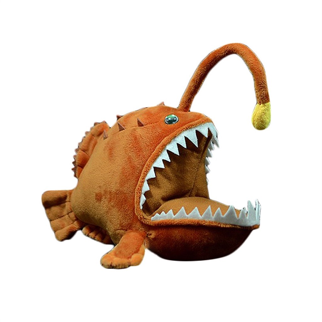 Simulation Anglerfish Plush Doll,Cute 10 Inch Brown Soft Monkfish Plush ...