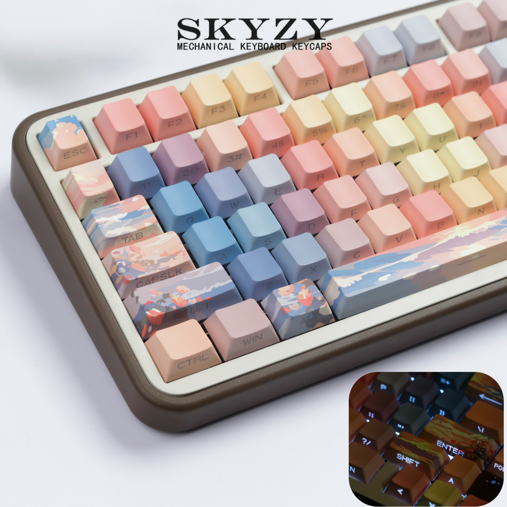 Sunset Keycaps Cherry Profile Wooting Rainbow Theme Penetrating Lights ...