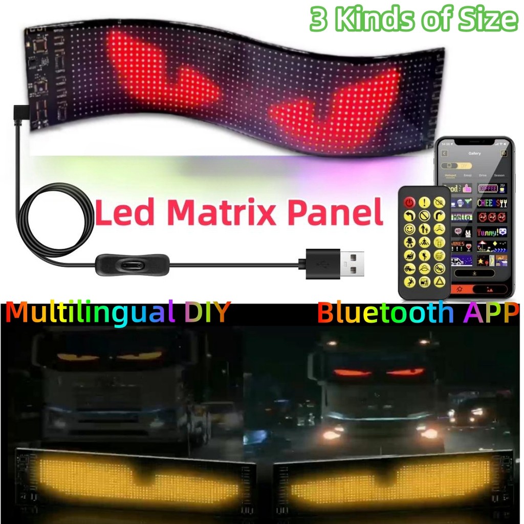 Car Truck Devil's Eye Animation Display Lights 5V USB LED Matrix Pixel ...