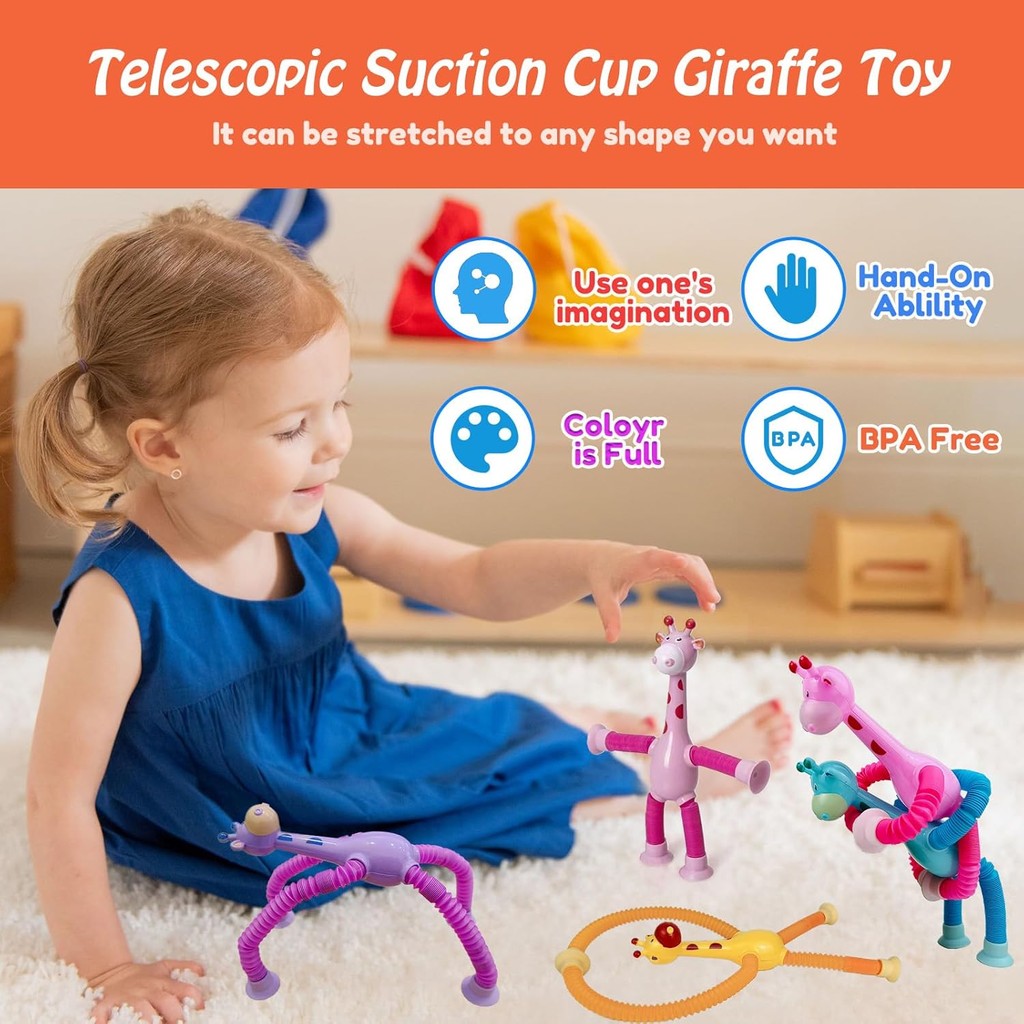 Telescopic Suction Cup Giraffe Toy, Funny Pop Tube Giraffe Toys for ...