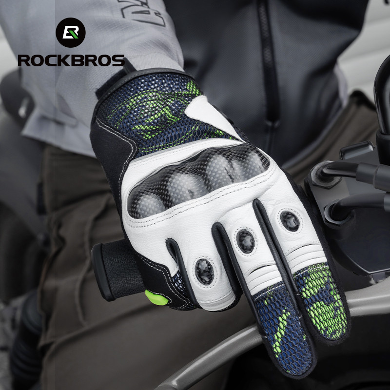 ROCKBROS Motorcycle Gloves Full Finger Riding Screen Touchable Non-slip ...